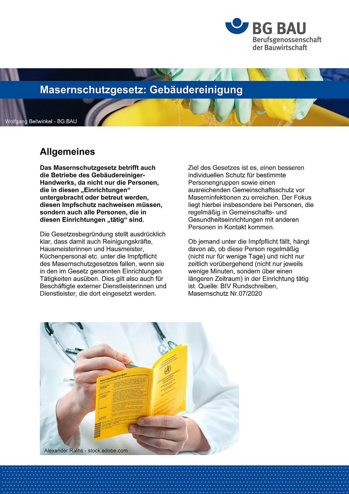 Masernschutzgesetz: Gebäudereinigung | BG BAU - Berufsgenossenschaft ...
