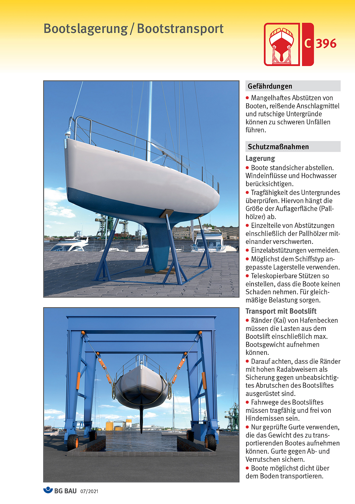 Bootslagerung - Bootstransport | BG BAU - Berufsgenossenschaft der ...
