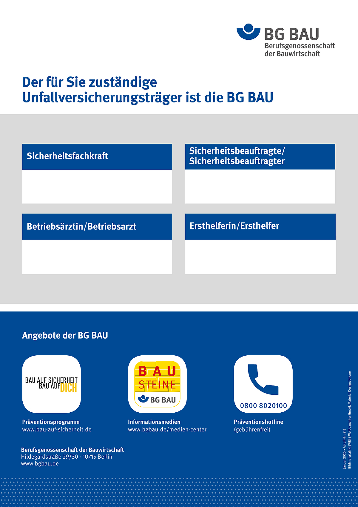Unser Betrieb ist Mitglied … (DIN A4) | BG BAU - Berufsgenossenschaft ...