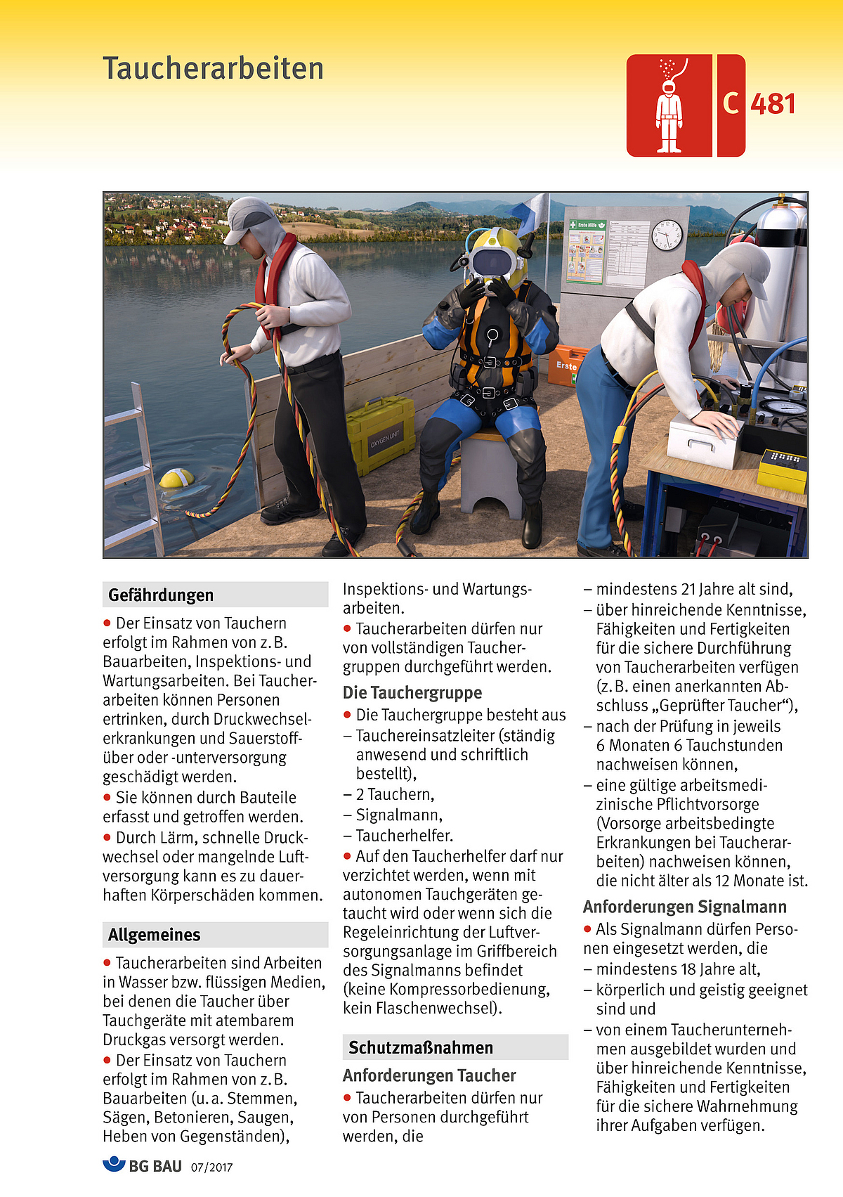 Taucherarbeiten | BG BAU - Berufsgenossenschaft der Bauwirtschaft
