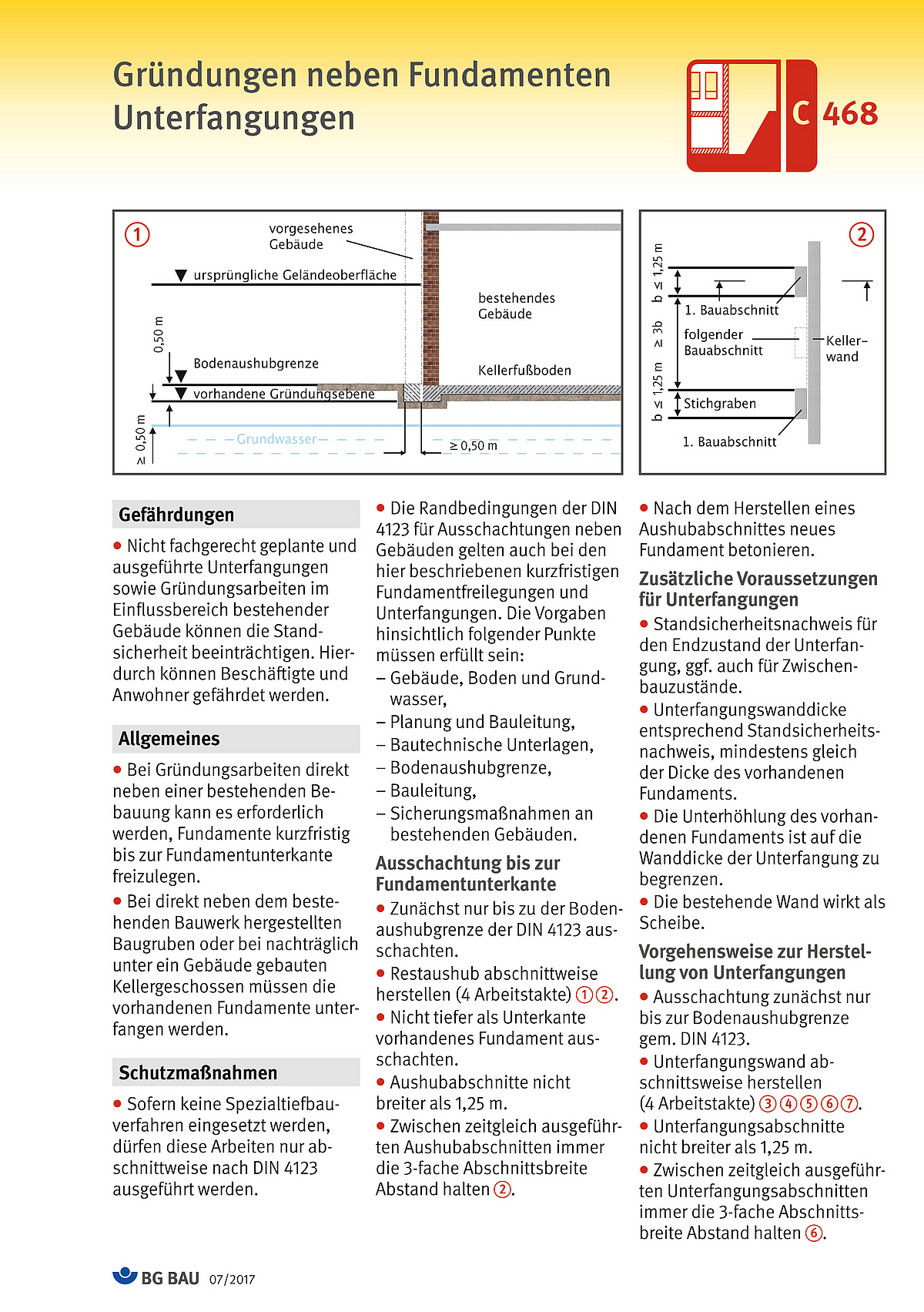 Gründungen neben Fundamenten Unterfangungen | BG BAU ...