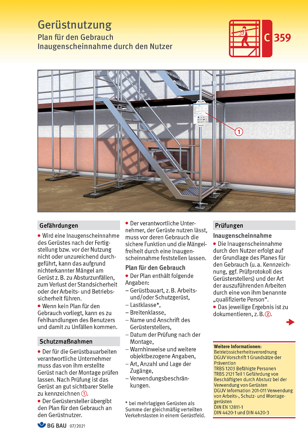 Gerüstnutzung - Plan für den Gebrauch, Inaugenscheinnahme durch den ...